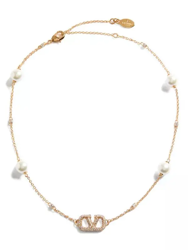 Valentino Garavani Vlogo Signature Pearl Necklace - Gold