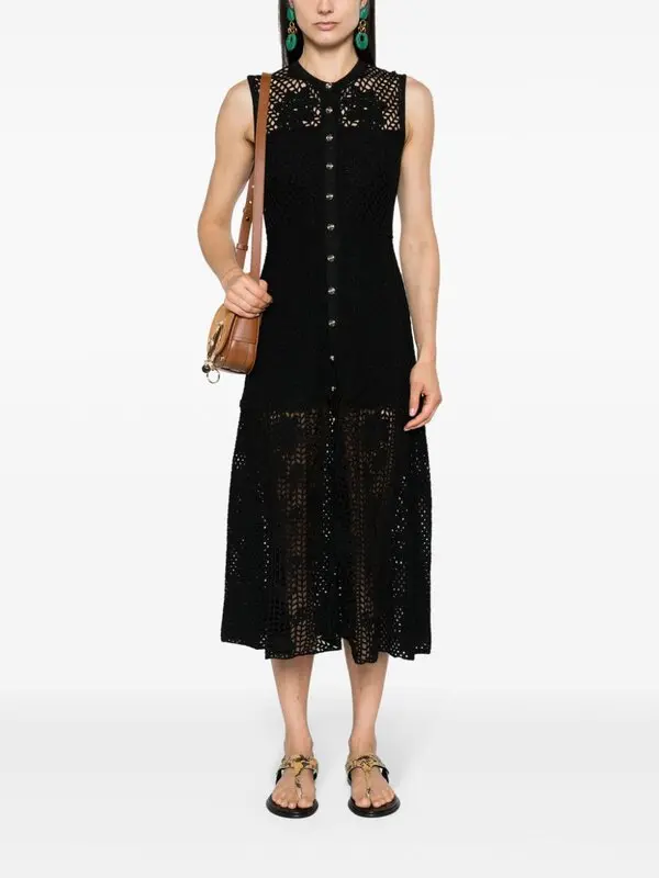 Maje Crochet-Knit Maxi Dress In Black - 50% Off | Editorialist