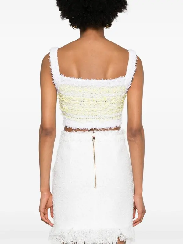 Balmain Striped Tweed Crop Top