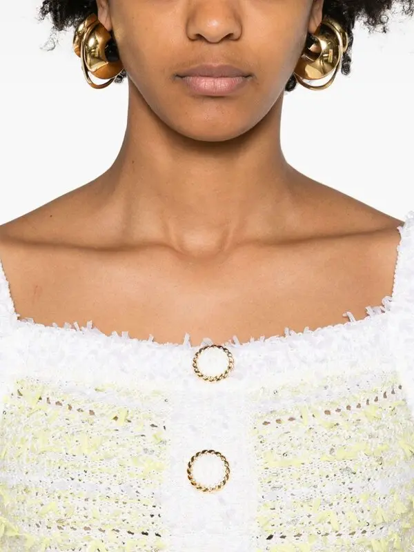Balmain Striped Tweed Crop Top