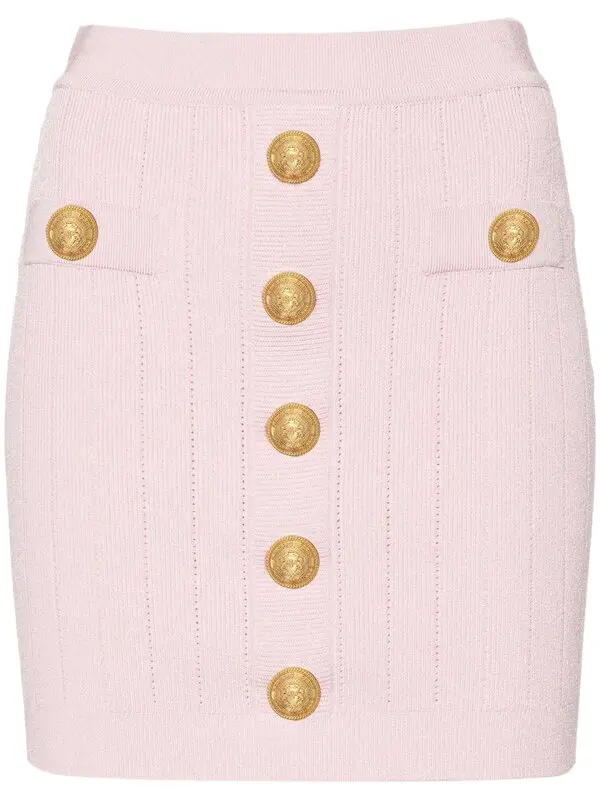 Balmain High-waist Miniskirt - Pink