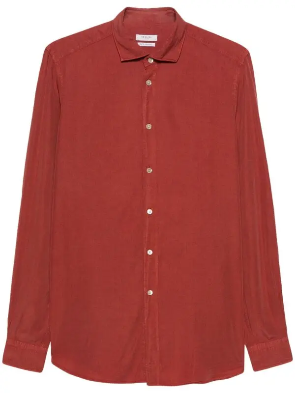 Boglioli Long-sleeve Tonal Stitching Shirt - Red