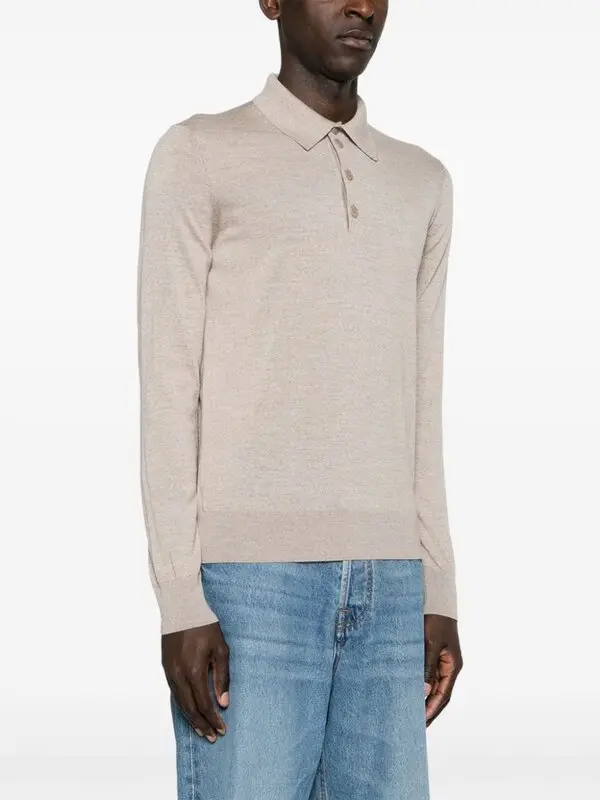 Giorgio Armani Long-sleeve Wool Polo Shirt