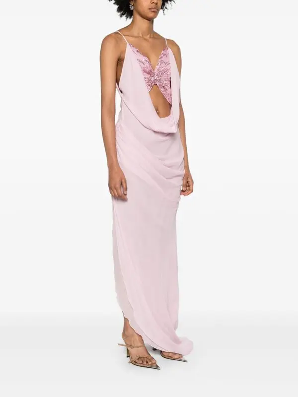 open lace back dress Valentina Pink Butterfly Maxi Dress - US 18 main image 1