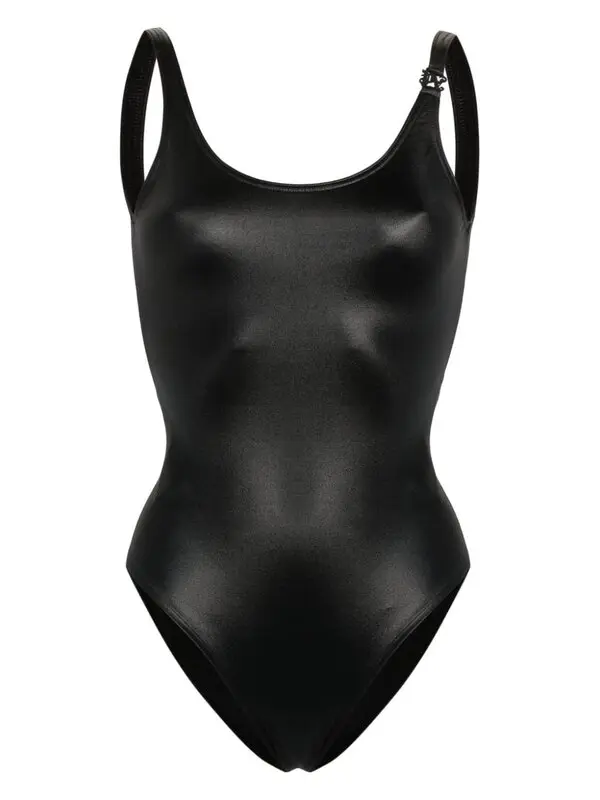 Palm Angels Monogram Plaque Swimsuit - Black