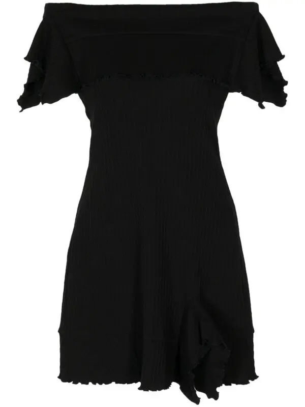 Goen.j Off-shoulder Ruffle-trim Mini Dress