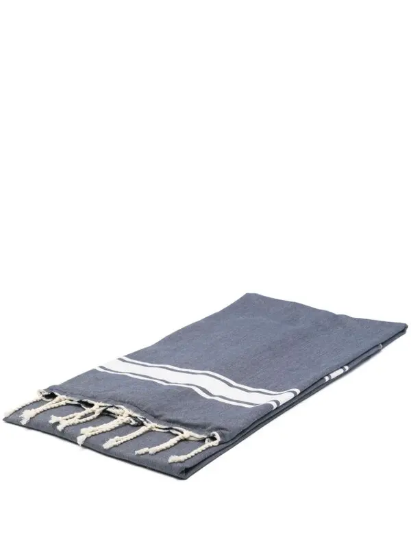 MC2 SAINT BARTH Logo-embroidered Fringed Beach Towel - Blue