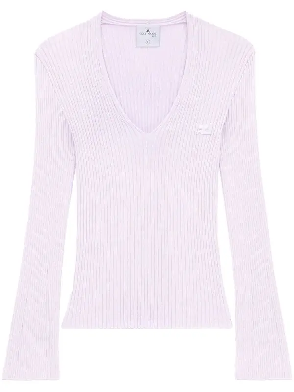COURREGES V-neck Ribbed Jumper