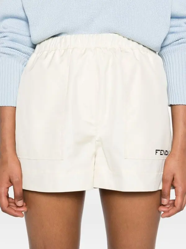 Fendi High-waist Shell Shorts - Neutrals