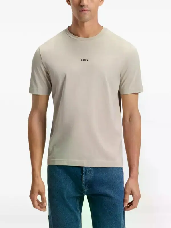 BOSS Relaxed-fit T-shirt With A Layered Logo Print - Neutrals
