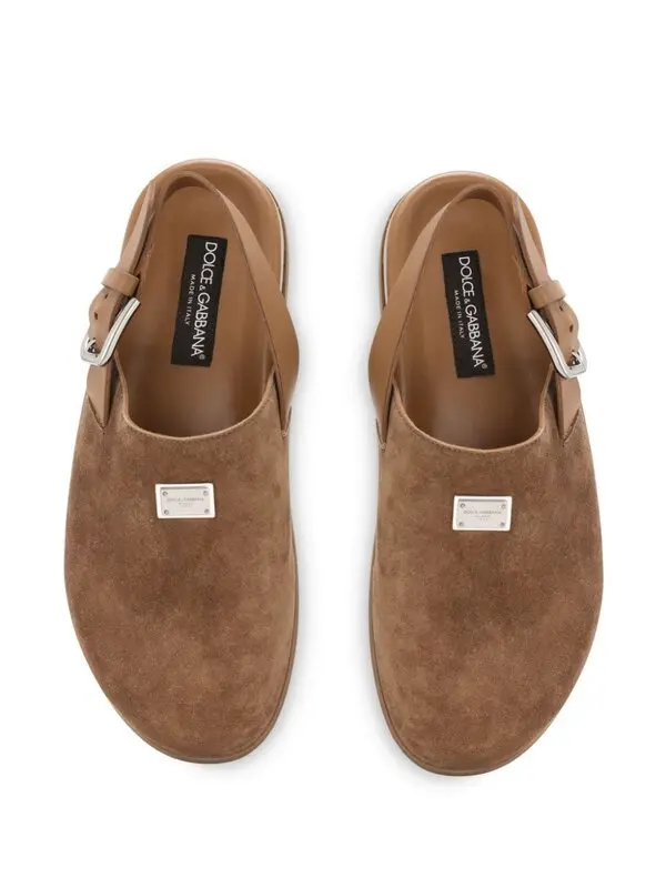 Dolce & Gabbana Logo-plaque Suede Mules