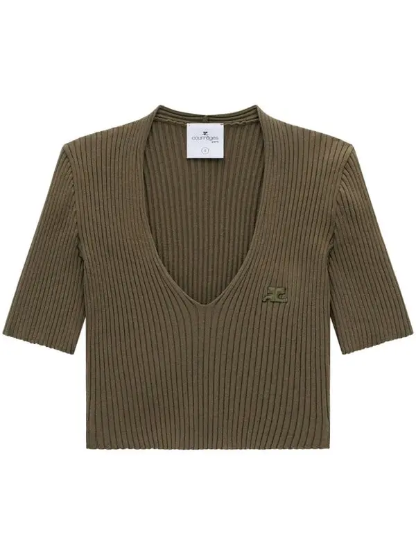COURREGES Ribbed Knit Top - Green
