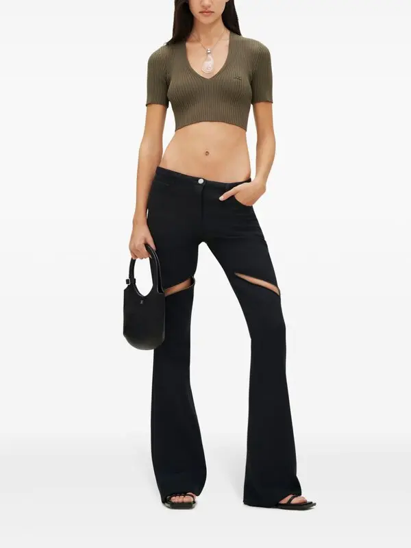 COURREGES Ribbed Knit Top - Green