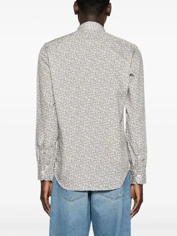 Canali Floral-print Poplin Shirt - White