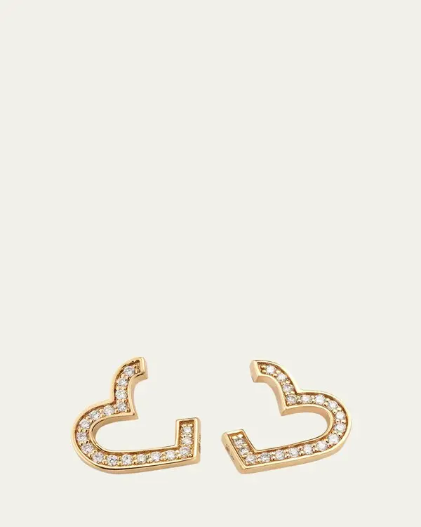 SYDNEY EVAN 14k Yellow Diamond Heart Hoop Earrings - Gold