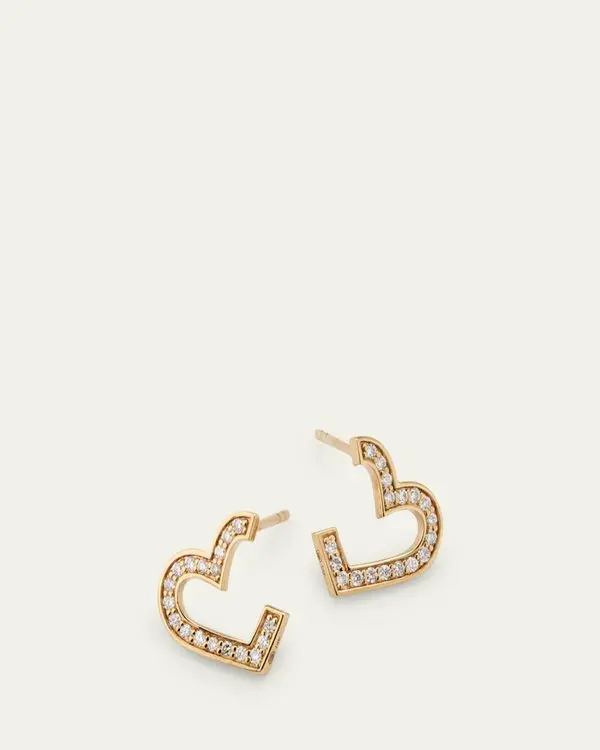 SYDNEY EVAN 14k Yellow Diamond Heart Hoop Earrings