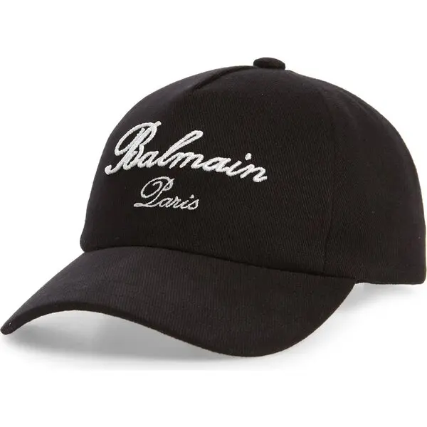 Balmain Embroidered Cotton Baseball Cap - Black/ivory