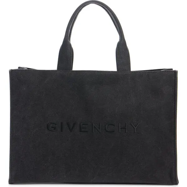 Givenchy Logo Embroidered Canvas Tote - Black