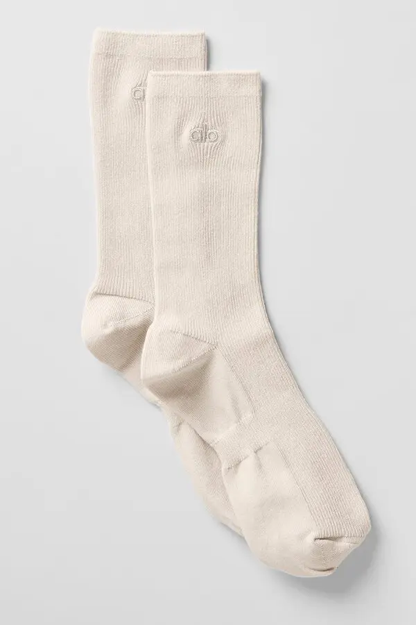 Alo Yoga Half-crew Understated Socks - Bone
