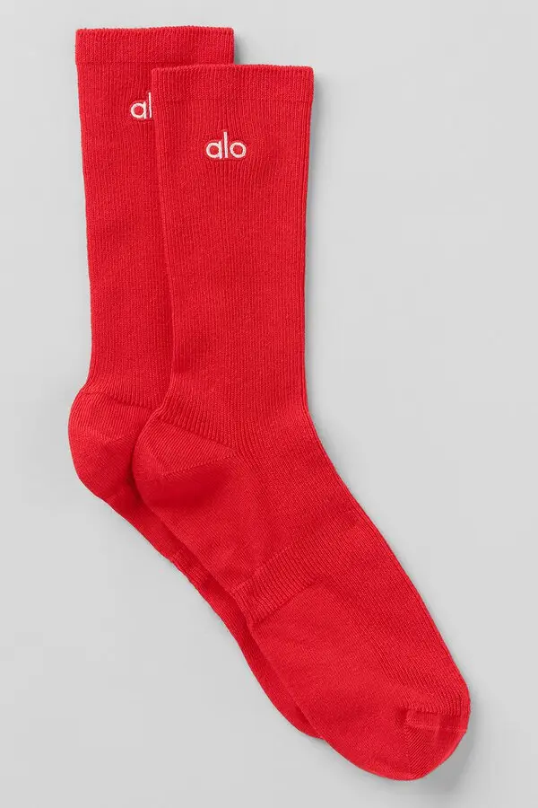 Alo Yoga Half-crew Socks - Bright Red