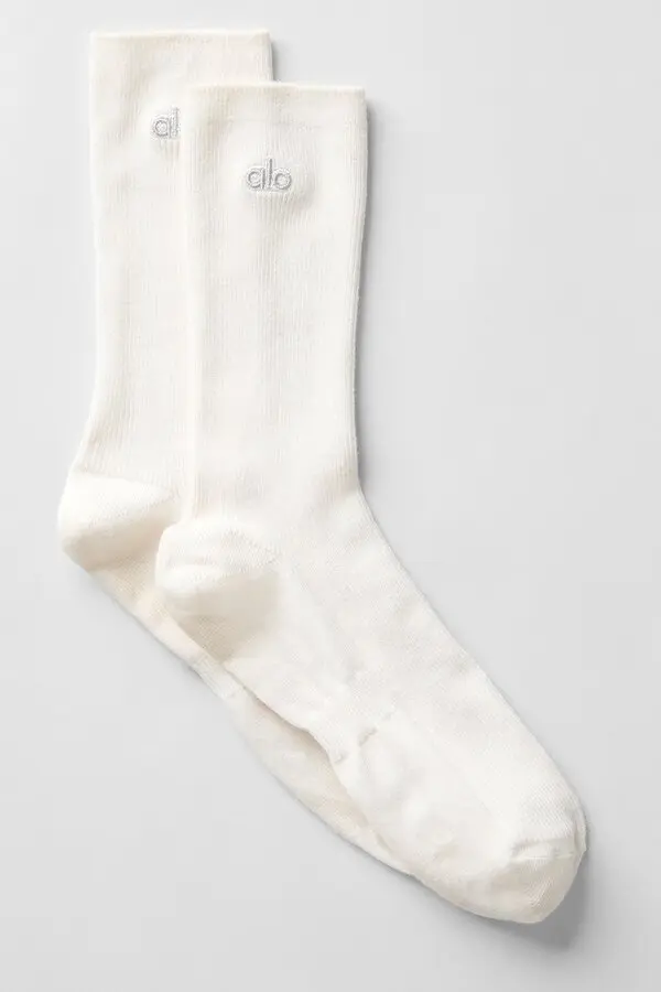 Alo Yoga Half-crew Understated Socks - Ivory