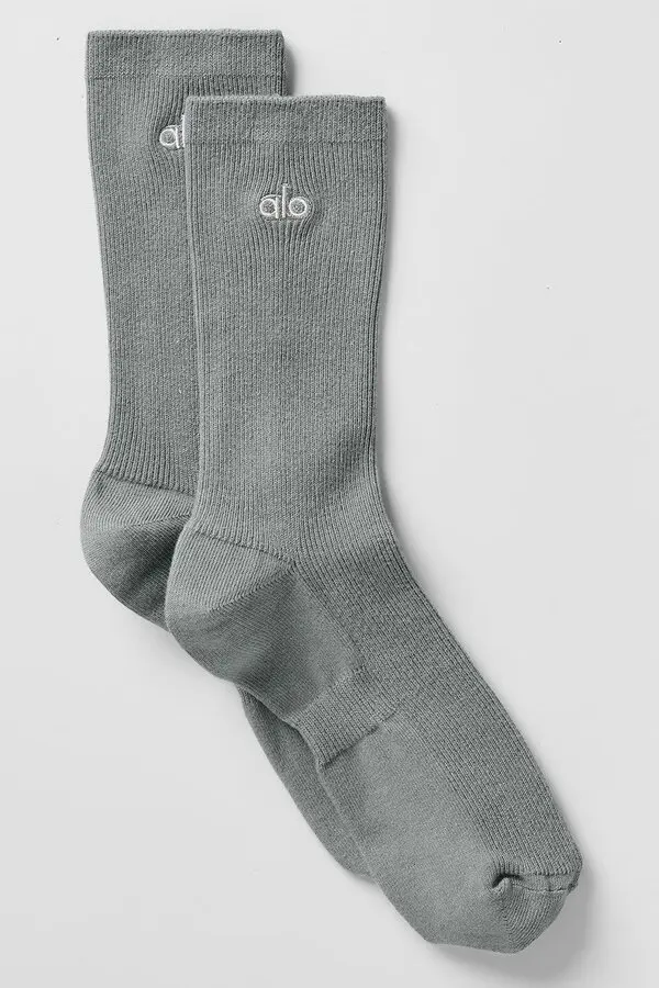 Alo Yoga Half-crew Understated Socks - Lunar Grey