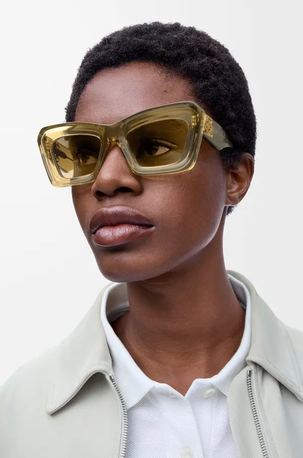 Loewe Beveled Cat Eye Sunglasses - Transparent Olive