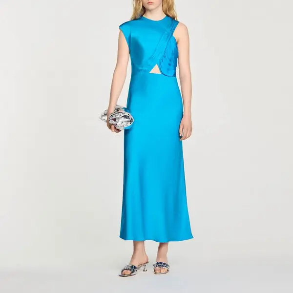 Sandro Sleeveless Draped Maxi Dress