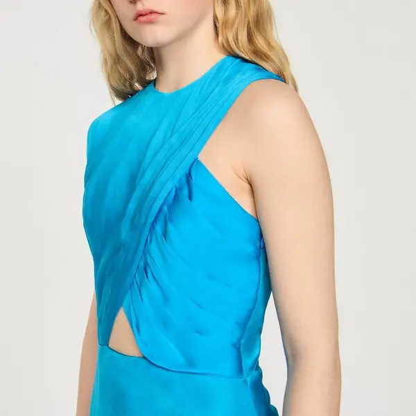 Sandro Sleeveless Draped Maxi Dress