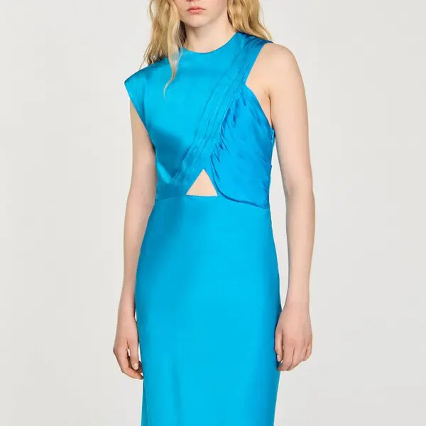 Sandro Sleeveless Draped Maxi Dress
