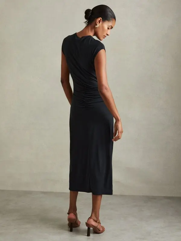 REISS Lenara Ruched Jersey Midi Dress