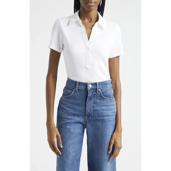 Veronica Beard Kearney Stretch Cotton Polo - White