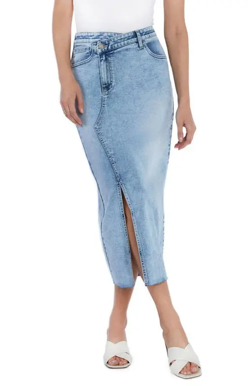 WASH LAB DENIM Asymmetric Waist Midi Skirt