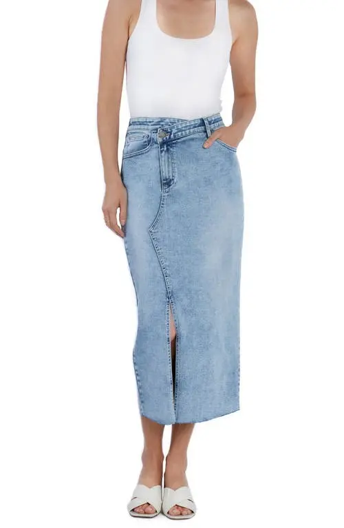 WASH LAB DENIM Asymmetric Waist Midi Skirt