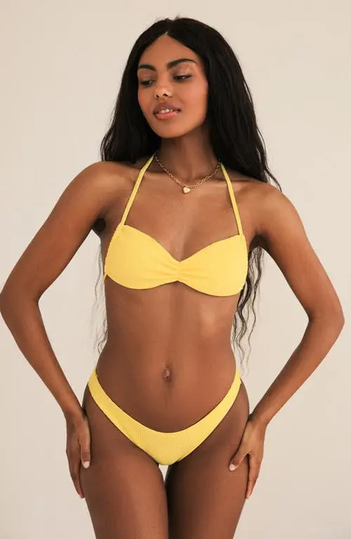 DIPPIN DAISY'S Christina Tie Bandeau Bikini Top - Sunshine Waffle