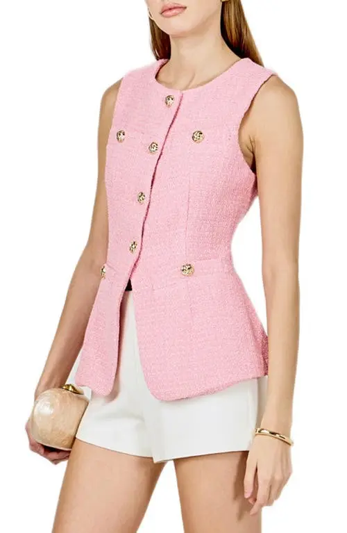 Endless Rose Longline Tweed Vest - Pink