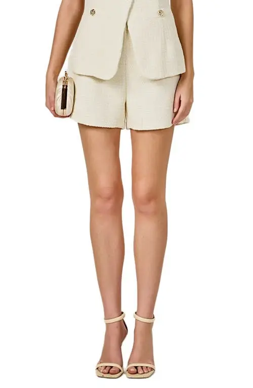 Endless Rose Tweed High-waist Shorts - Ivory