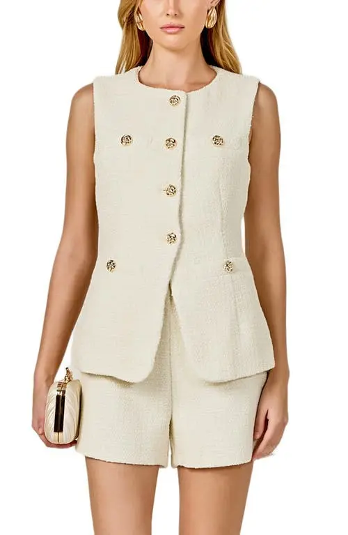 Endless Rose Tweed High-waist Shorts - Ivory