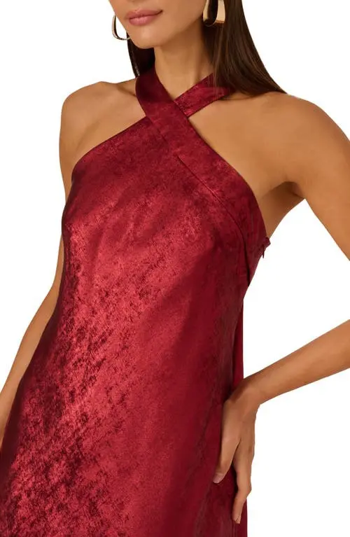 Adrianna Papell Foiled Trumpet Gown - Wine