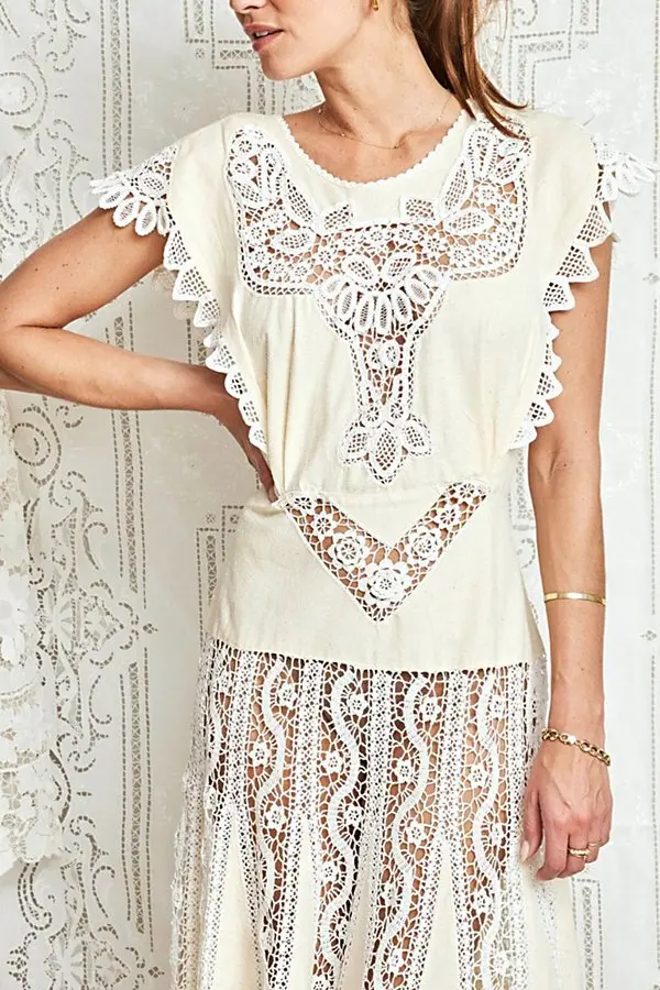 MADLY VINTAGE 1980s Lace Cutwork Dress