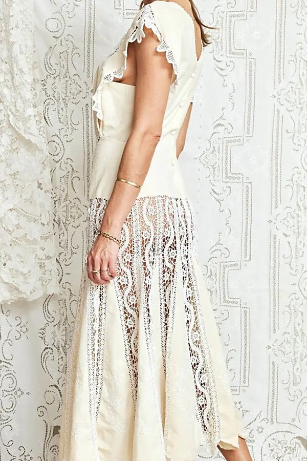 Madly Vintage 1980s Lace Cutwork Dress - Cream | Editorialist
