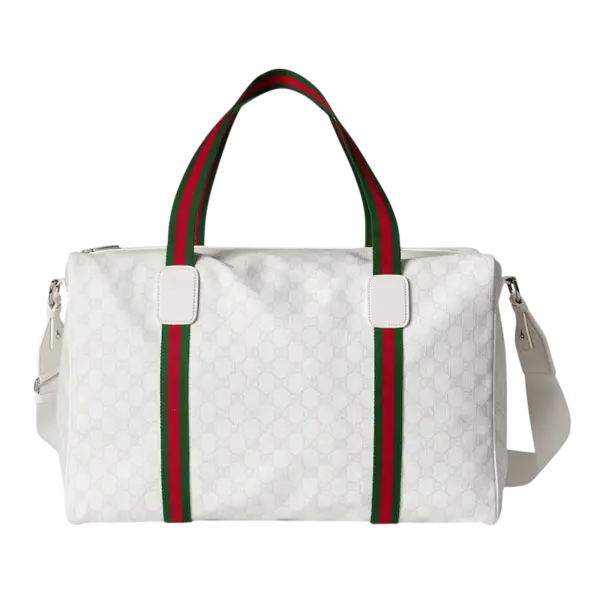 Gucci Medium Duffle Bag With Web - White