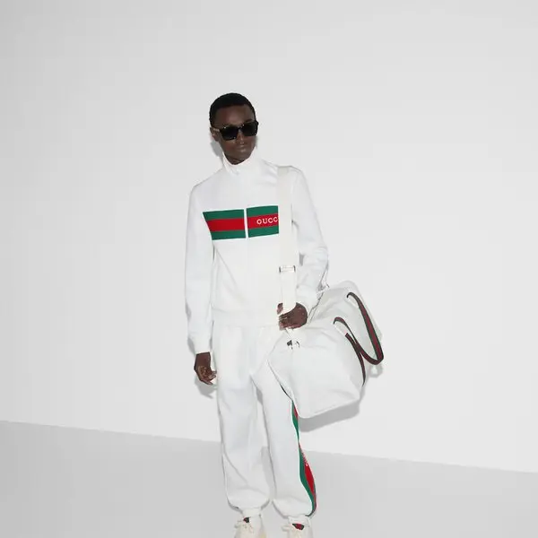 Gucci Duffle Bag With Web And Gg Canvas - White