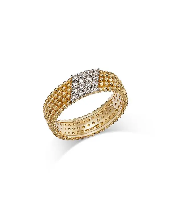 Bloomingdale'S Diamond And 14k Yellow Beaded Ring - Gold