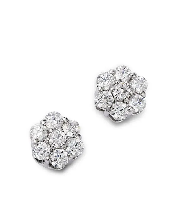 Bloomingdale'S Diamond Flower Cluster Stud Earrings, 0.5 Tcw - White