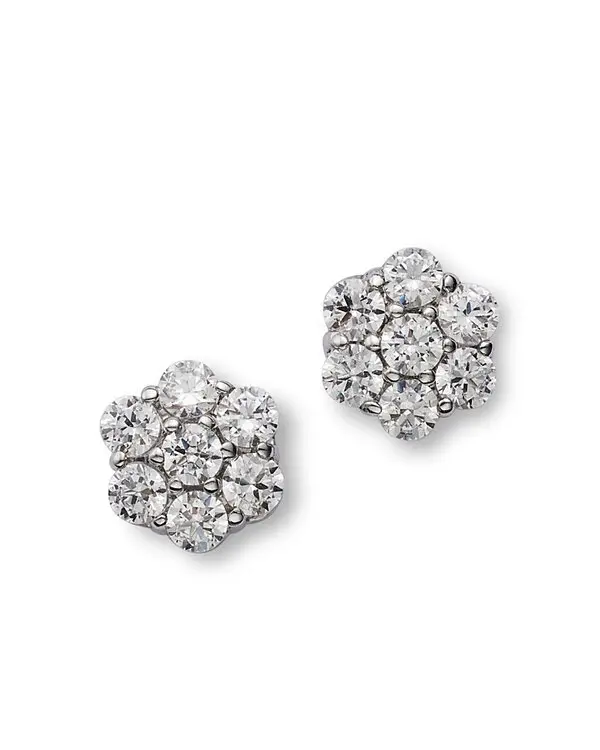 Bloomingdale'S Diamond Flower Cluster Stud Earrings 0.25 Tcw - White