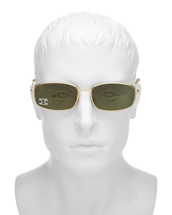 Celine Square Sunglasses, 60mm - Gold/green Solid