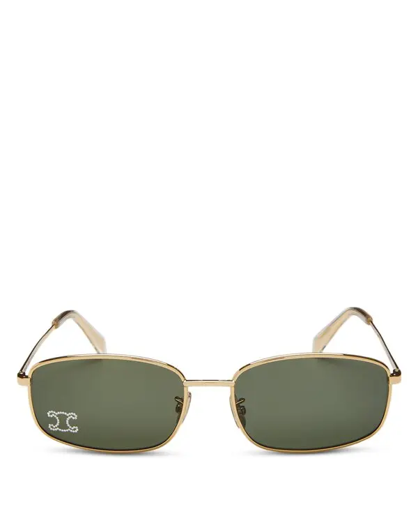 Celine Square Sunglasses, 60mm Gold/Green Solid Editorialist