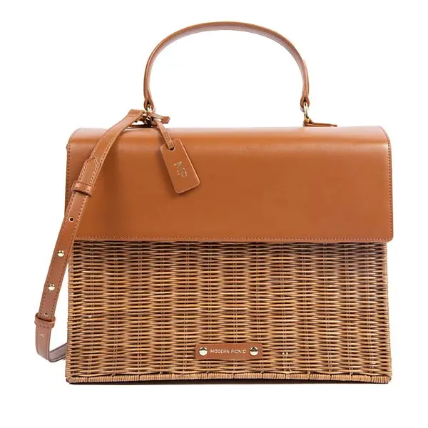 MODERN PICNIC The Large Luncher Wicker Lunch Box - Brown