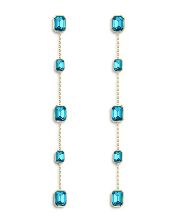 Ettika Crystal Linear Drop Earrings - Blue/gold
